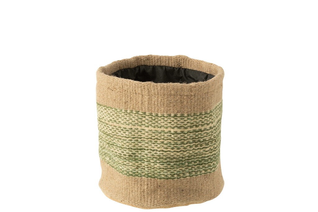 Mand Rond Band Jute Naturelgroen Large